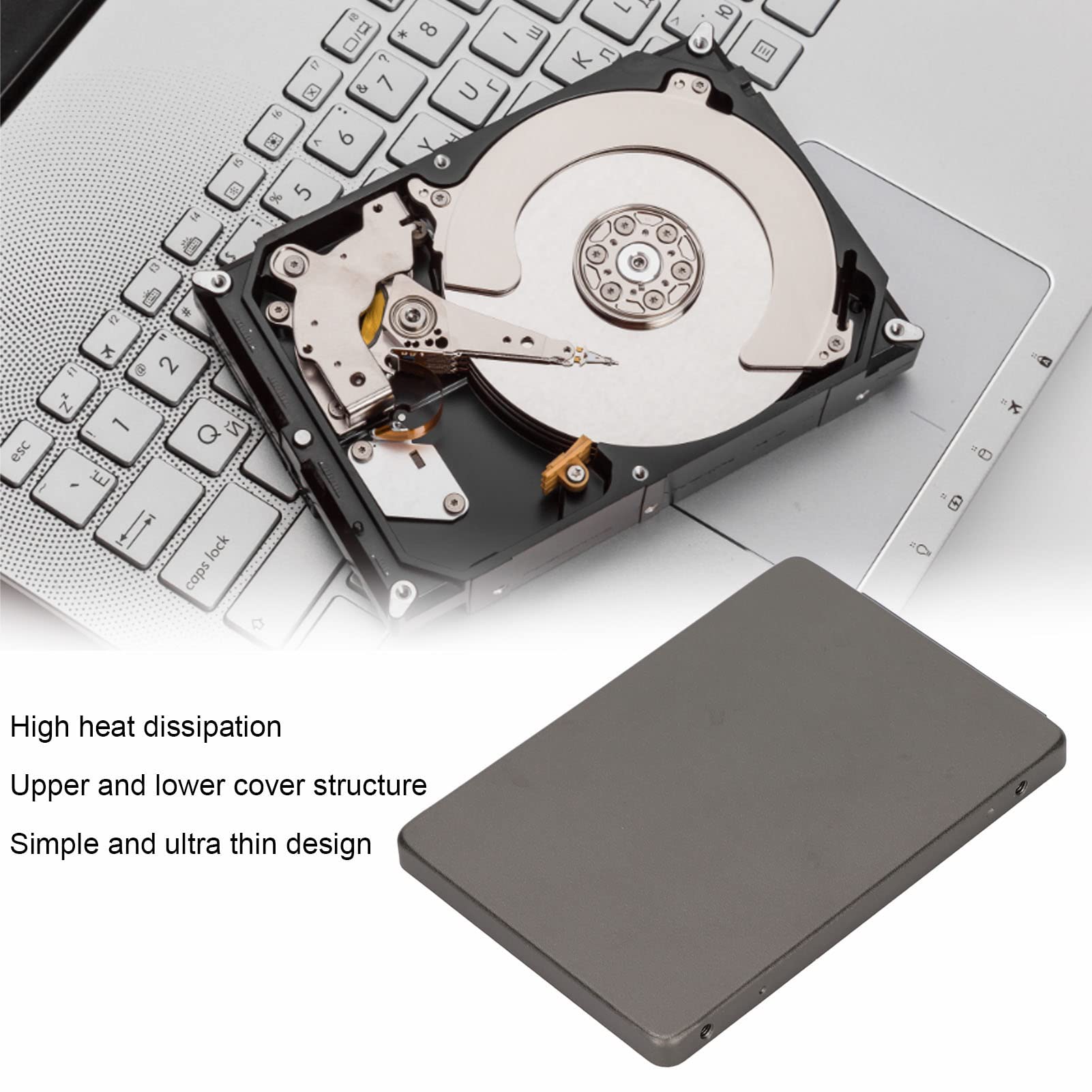 SSD Chassis, Ultrathin 6Gbps Sandblasted Oxidation Point SSD Hard Drive Adapter Computer Backlit Board for Hard Drive Grey