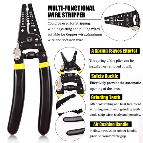 Solar PV Crimping Tool for MC3 Cable Connector, with 5 Pairs Male Female Solar Connector + 2pcs Spanners Wrench + 1pc Wire Stripper and Cutter + 1pc Wire Crimper for 2.5/4/6mm² Solar PV Wire