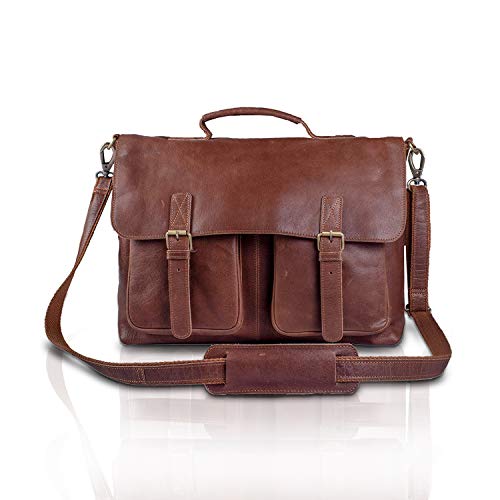 KomalC 16 Inch Leather briefcase Laptop Messenger Bags for Men and Women Best Office Satchel Bag