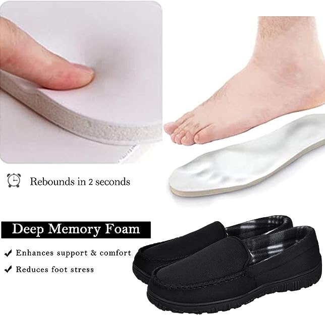 MIXIN Slippers for Men House Shoes Moccasin with Comfortable Memory Foam Indoor Outdoor black 11