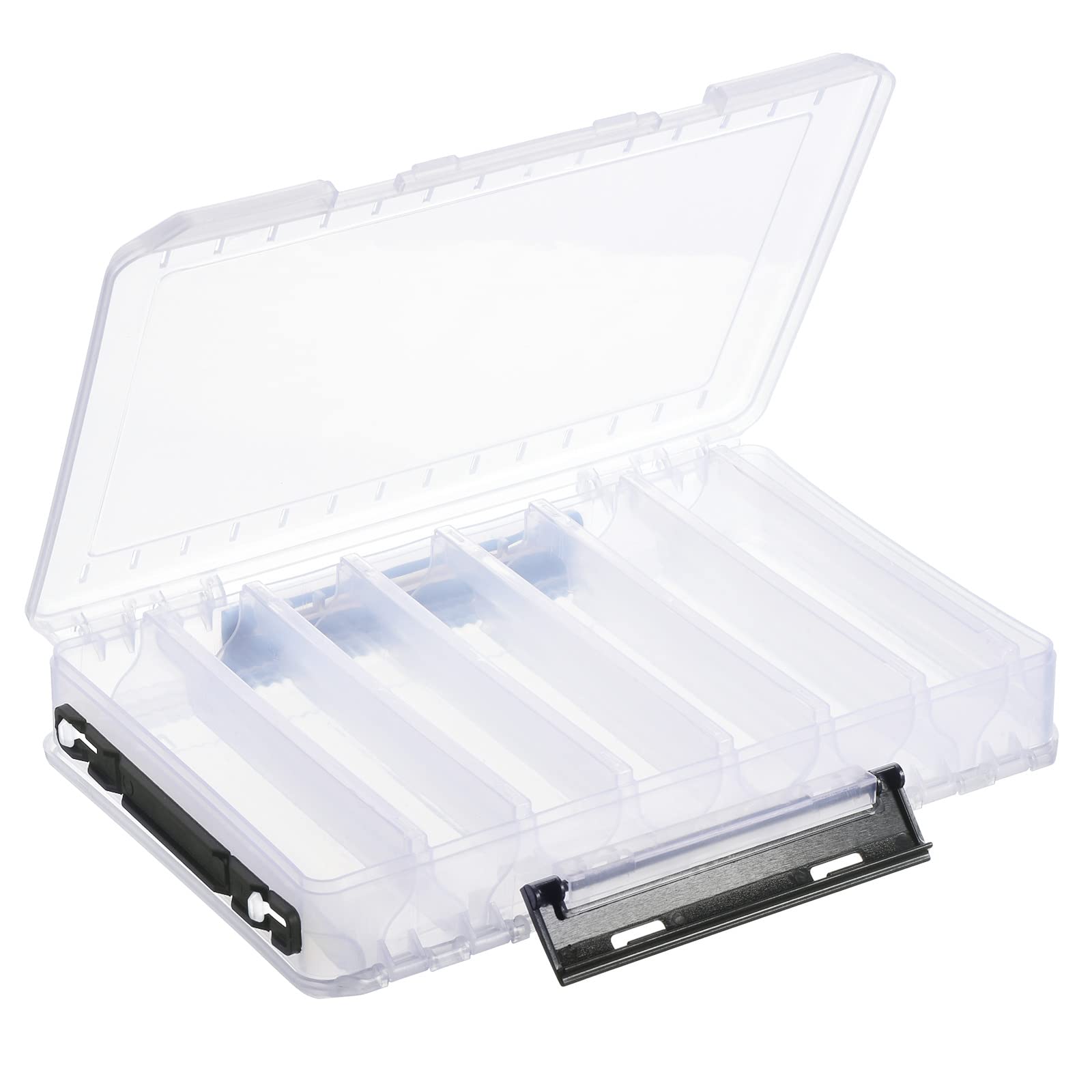 PATIKIL Double Side Fishing Lure Storage Box Large Plastic Fish Tackle Container Organizer, Clear White