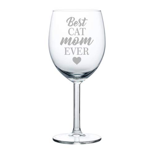 MIP Brand Wine Glass Goblet Best Cat Mom Ever Mother (10 oz)