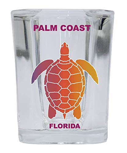Palm Coast Florida Souvenir Rainbow Turtle Design Square Shot Glass