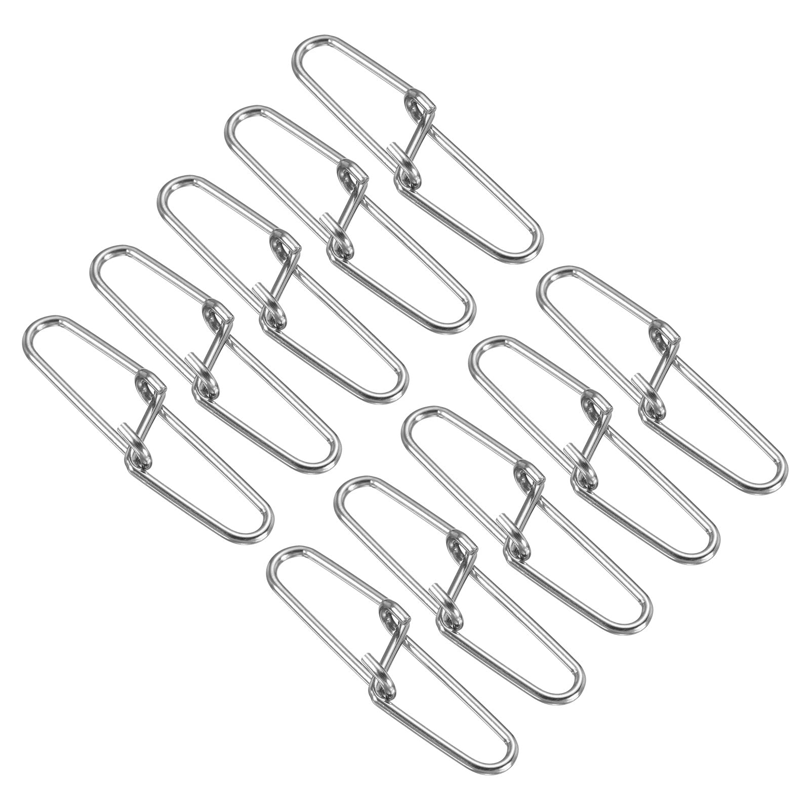 PATIKIL Duo-Lock Snaps, 100 Pack 88LBS Stainless Swivel Slid Rings Fishing Tackle Kit for Saltwater Freshwater, Silver
