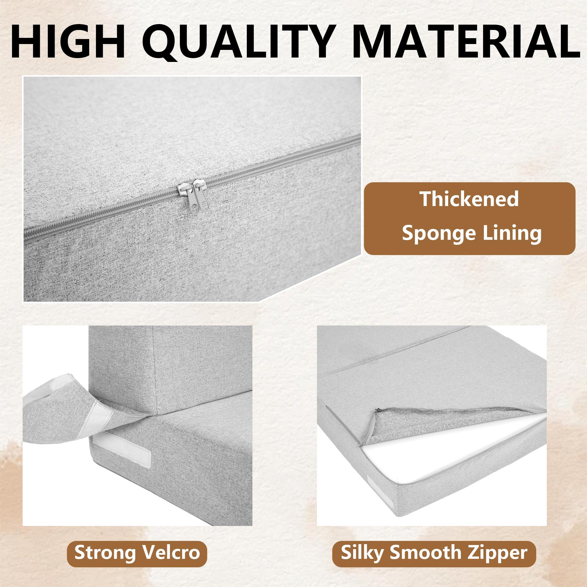 VINYUSE Folding Sofa Bed,Convertible Sleeper Chair Floor Couch,7 inch High Resilience Memory Foam, Futon Sofa Sleeper Chair with Washable Cover for Living Room/Bedroom 76" x 40" x 7",Grey