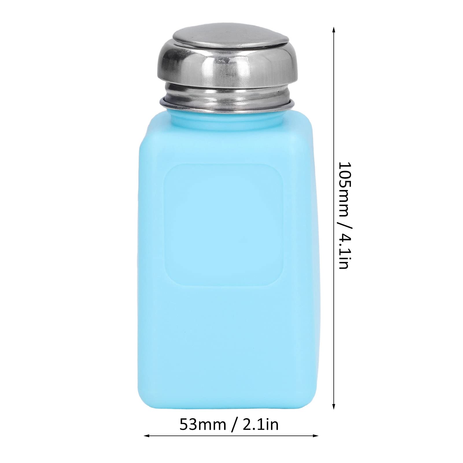 Walfront Solvent Dispenser, 200ML Press Type Solvent Dispenser Push Type Bottle ESD Anti Static Bottle with Stainless(Blue)