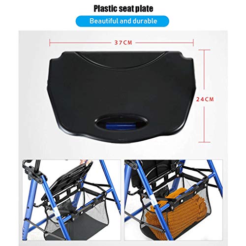 Walker,Rollator 4 Wheel Lightweight Folding Walker Frame with Underseat Basket Adjustable Seat and Handle Height Walking Mobility Aid Foldable Walking aids with Seats and Wheels That fold Outdoor