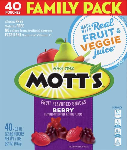 Mott's Fruit Flavored Snacks, Berry, Family Pack, Gluten Free, 40 ct