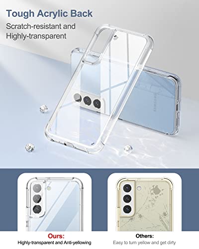 SURITCH for Samsung Galaxy S22 Clear Case 6.1" (Only), [Built-in Screen Protector] Full Body Protective Hard Shell+Soft TPU Phone Case for Samsung S22 -(Full Clear)