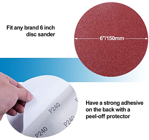S SATC Premium PSA Sanding Discs 6 Inch 100 PCS 60 80 120 180 240 320 400 600 800 1000 Grit Aluminum Oxide Self Stick Adhesive Sanding Discs for Random Orbital Sander and Belt Disc Sander