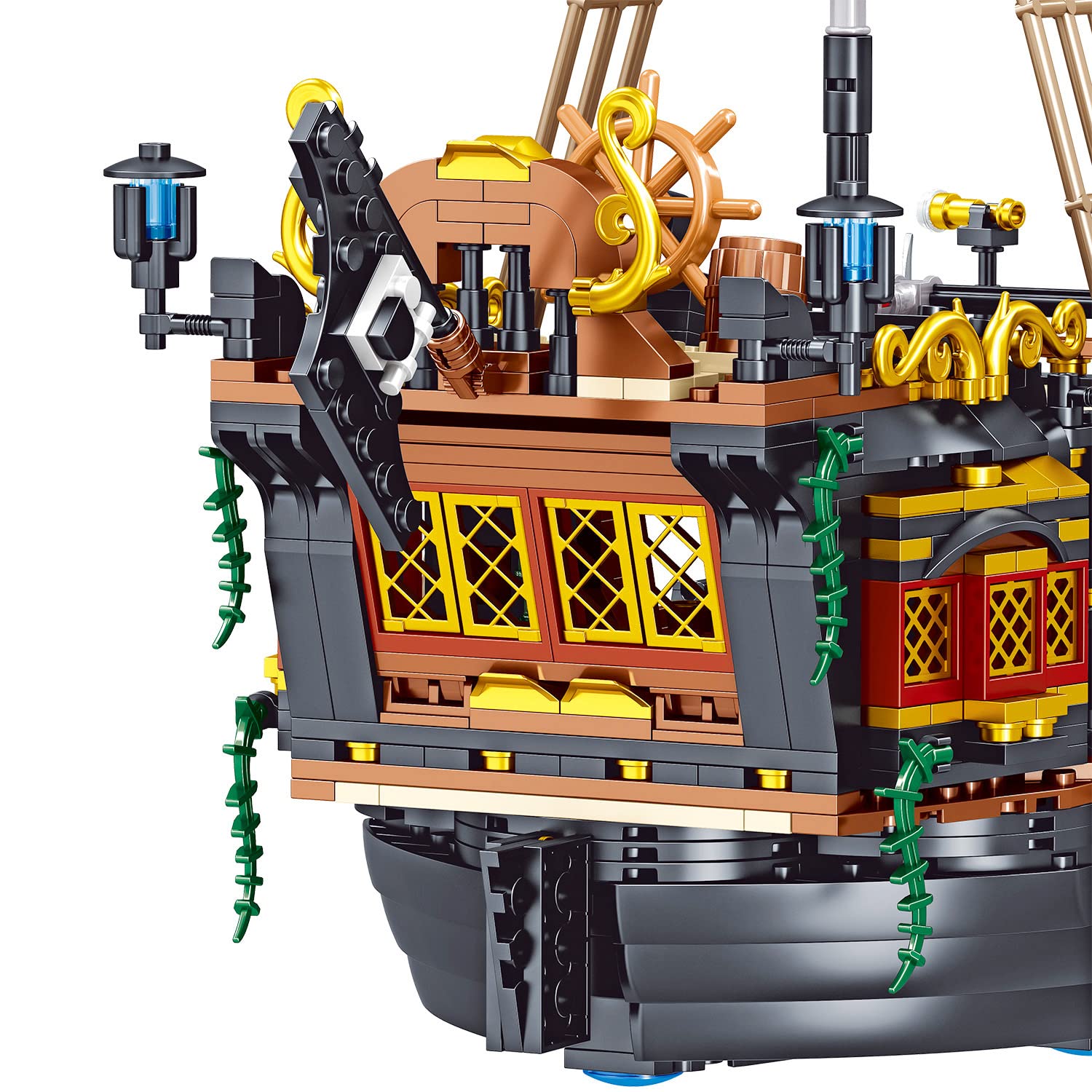 Mesiondy Pirate Ship Model Building Block Kit, MOC Pirate Ship Book Building Block for Boys Aged 6 and Over (919 Pieces)