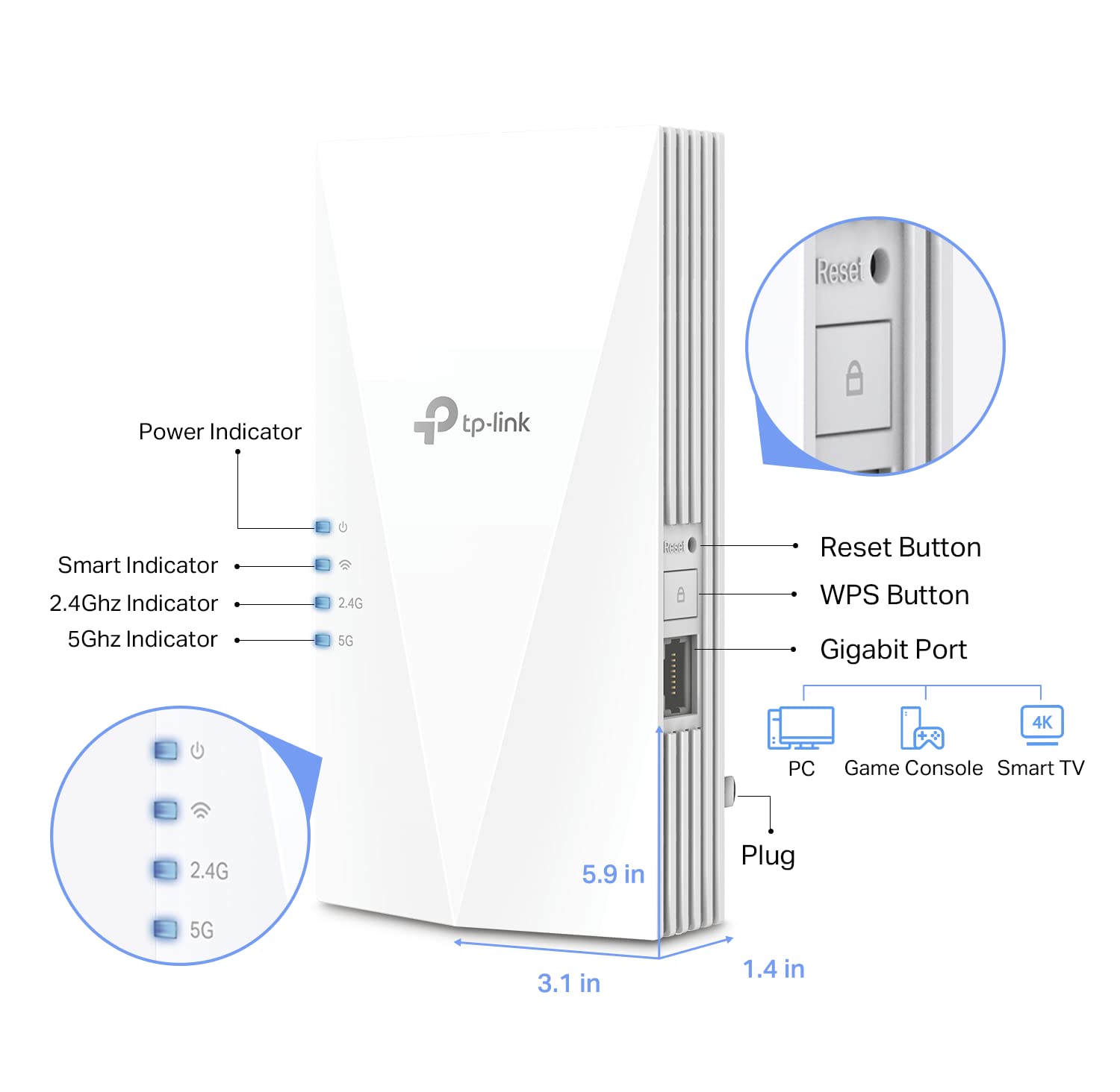 TP-Link AX3000 WiFi 6 Range Extender Internet Booster(RE700X), Dual Band, AP Mode w/Gigabit Port, OFDMA, Beamforming, APP Setup, OneMesh Compatible (Renewed)