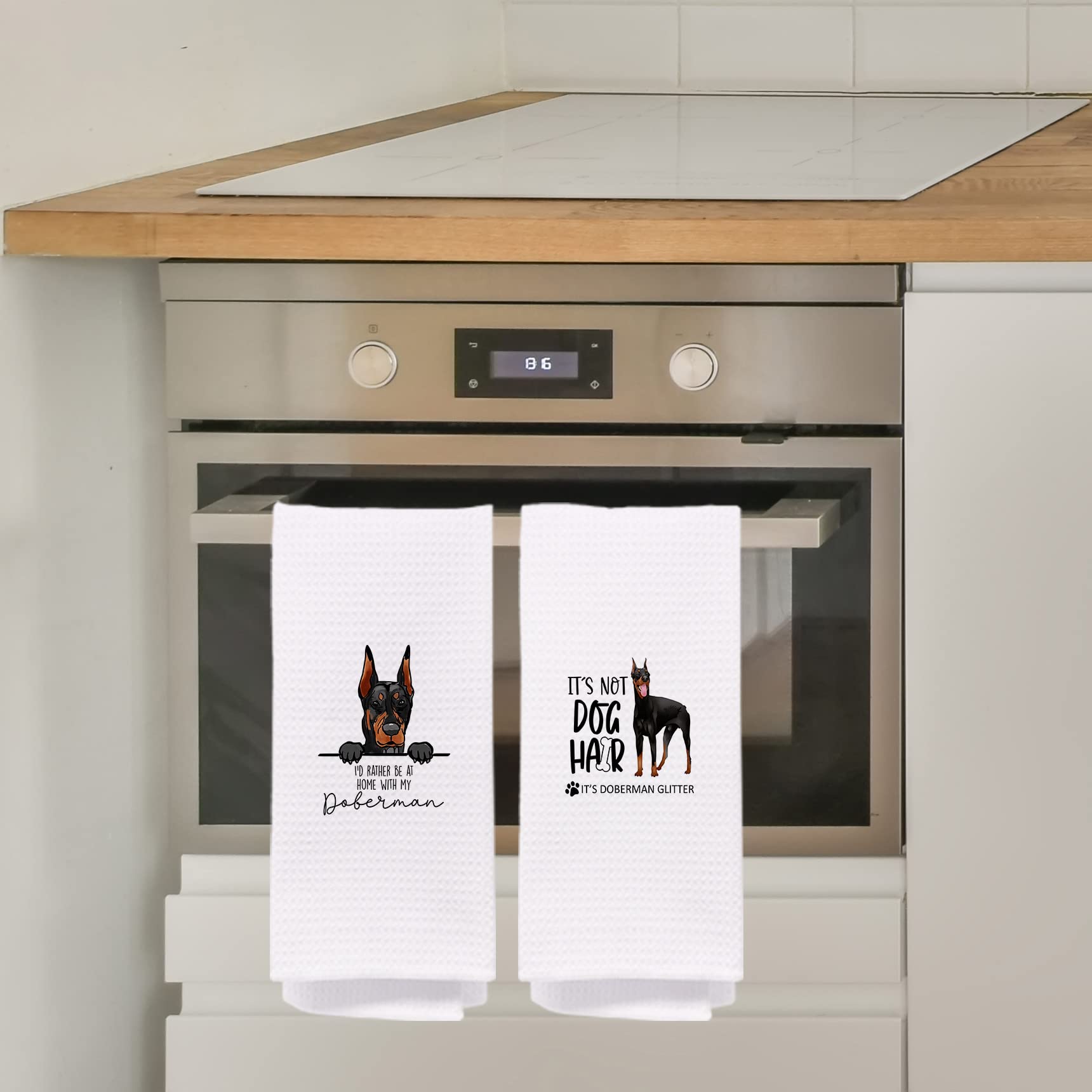 NEGIGA Doberman Gifts,Doberman Gifts for Women,Kitchen Towels,Kitchen Towels and Dishcloths Sets,Towels Sets of 4