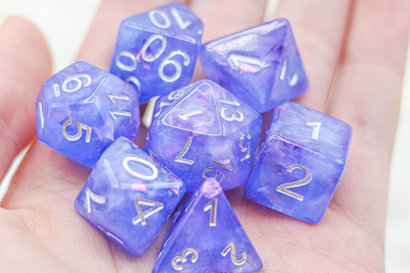 Purple Night of Butterfly DND Dice Set for Dungeons and Dragons, Gifts, D&D, D and D, Pathfinder, Accessories, D20, Polyhedral, Resin Dice, Metal, Dice Tray, Tower, Bag, Box