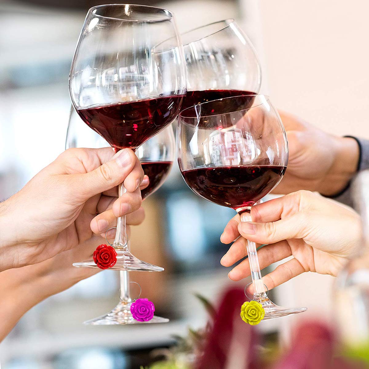 PheiLa Wine Glass Drink Markers for Cocktails Martinis Champagne Flutes, Wine Tasting Party Decoration Supplies Gift,