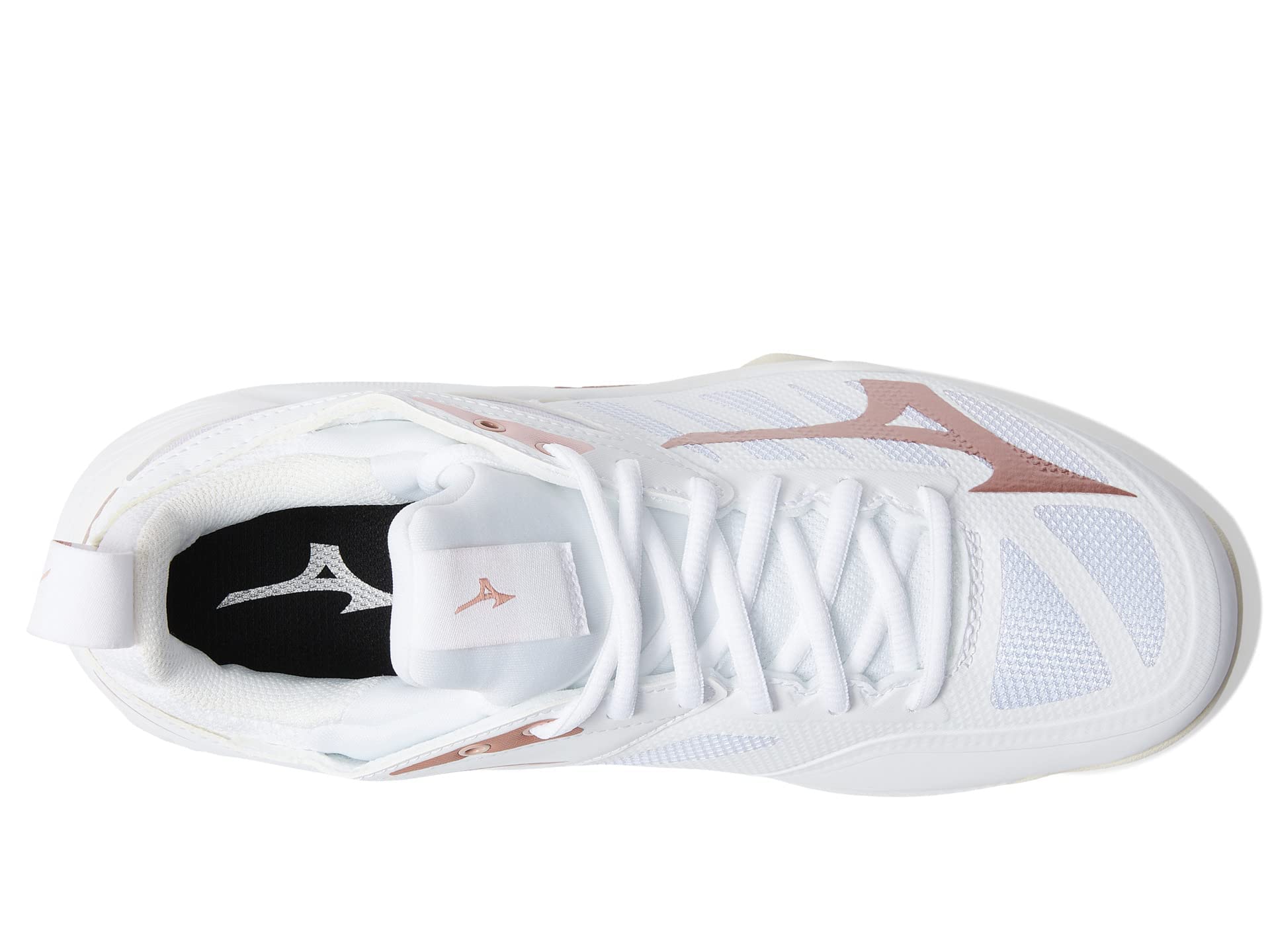 Mizuno Women's Wave Dimension Volleyball Shoe, White-Rose Gold, 8.5