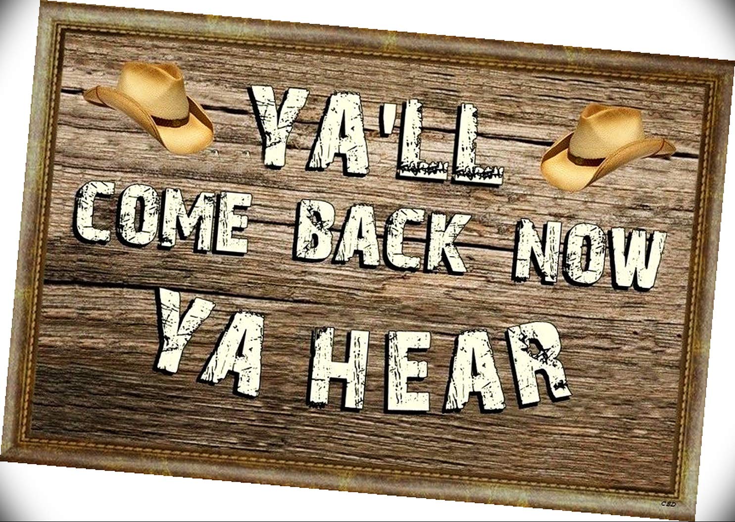 Man Cave Decorative Signs Ya'll Come Back Hard Wood Distressed Primitive Rustic Novelty Retro Gift Plaque Sign for Home Wall Decor
