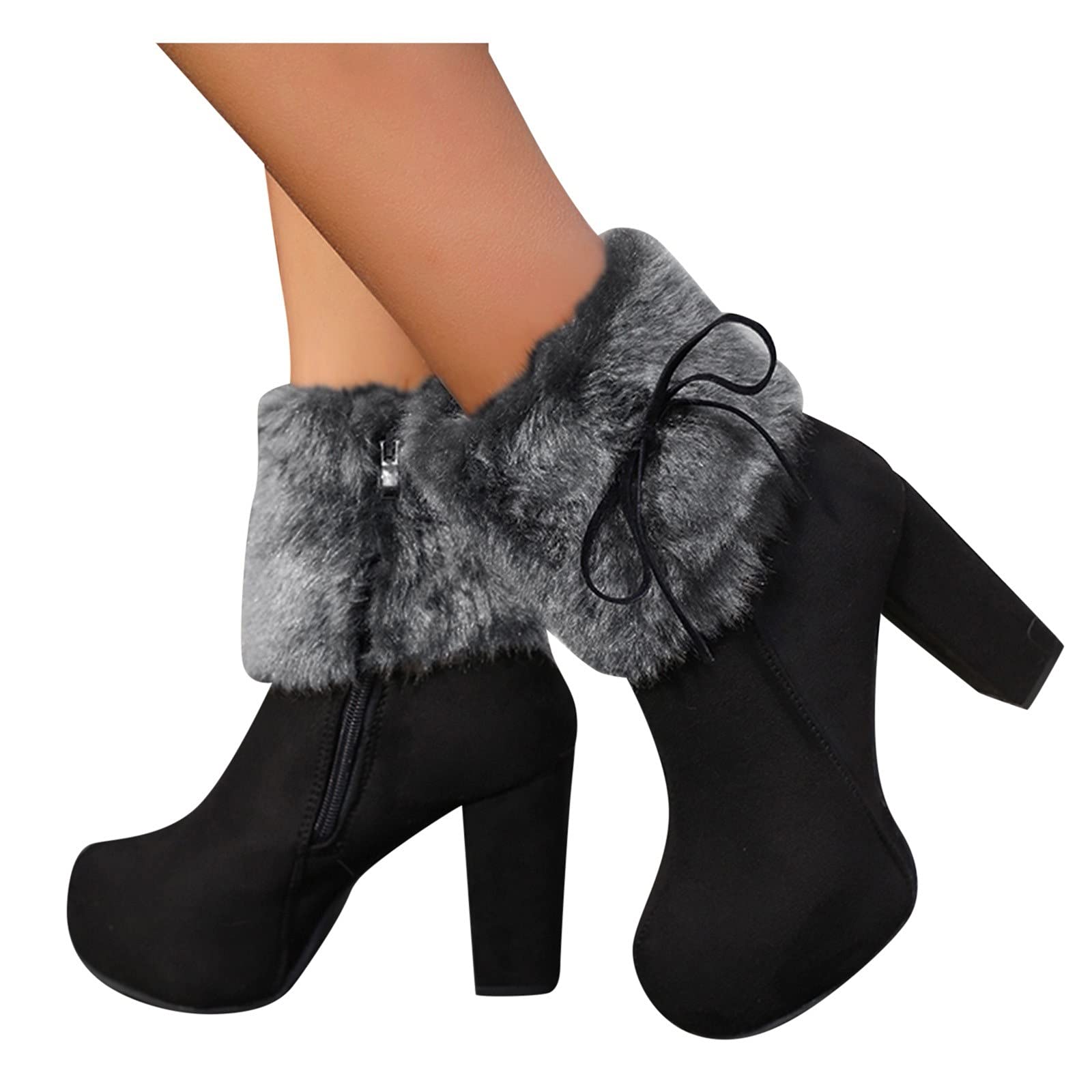 PATOPO Botas Para Mujer Elegantes,Heeled Boots Women Elastic Band Knight Booties Platform Boots Buckle Strap Botas De Mujer