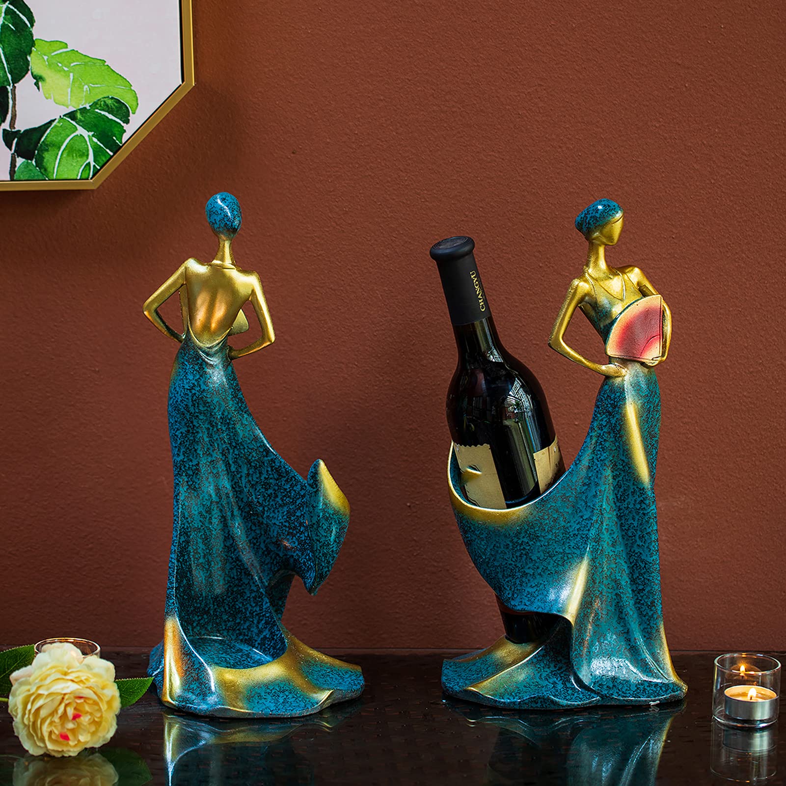 NUPTIO Wine Racks Countertop Gift: Wine Bottle Holder Resin Red Wine Rack Women Sculpture Display Wine Stand Shelf for Home Kitchen Wine Lovers Gifts Wine Accessories for Wine Lovers Bar Decor
