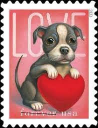 Love 2023 Dog and Cat Forever First Class Postage Stamps 1/2 Sheet (10 Stamps), Red
