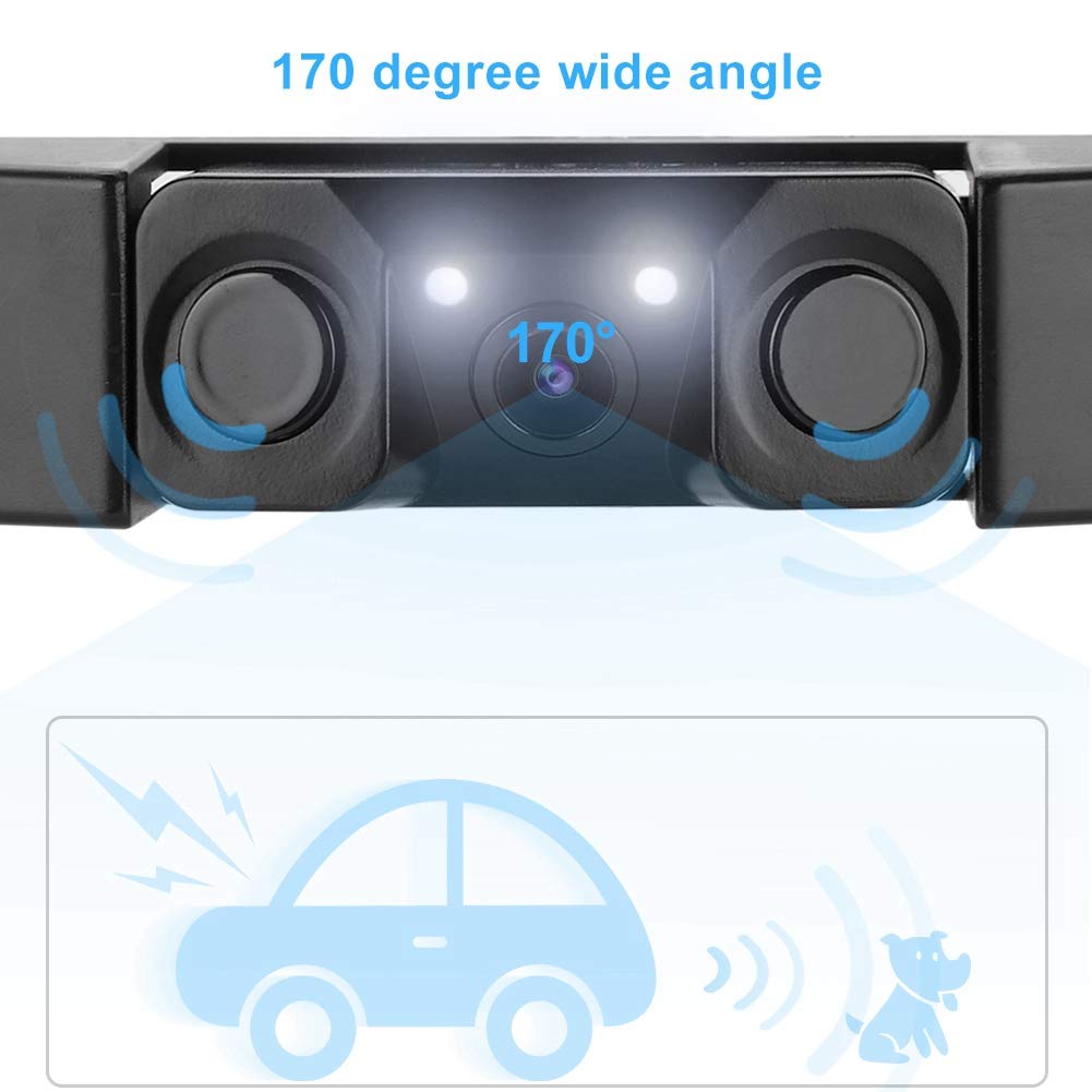 License Plate Camera License Plate Frame Backup Camera Night Vision Rear View Camera 170° Viewing Angle Waterproof High Sensitive Parking Sensor Radar for Cars,Trucks,SUVs Pickups