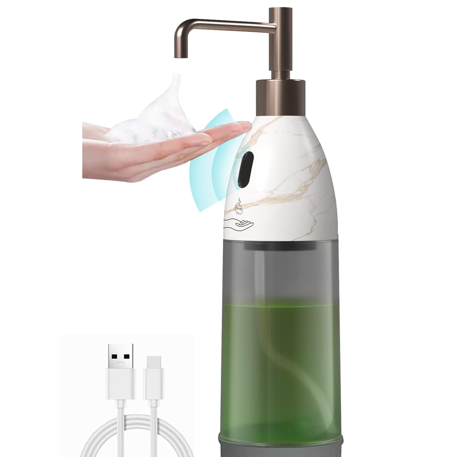 ITAX-WORLD Automatic Soap Dispenser Touchless Foaming Soap Dispenser 9.5oz Rechargeable Soap Dispenser Bathroom Countertop Hand Soap Pump for Bathroom & Kitchen