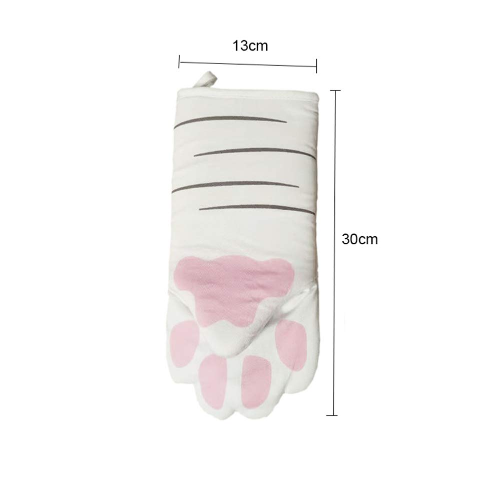 MIZZLES Oven Mitts Gloves Kitten, Quilted Cotton Lining- Cat Paw Design Heat Resistant Pot Holder Gloves for Grilling & Baking Gloves BBQ, Microwave (Cat Paw)