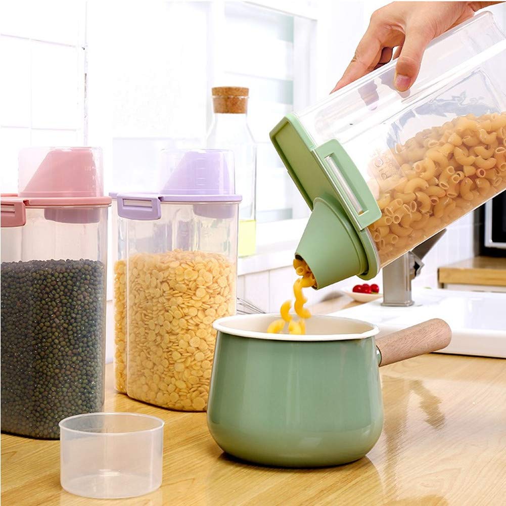 Pet Food Storage Container with Measuring Cup, Pour Spout and Seal Buckles Food Dispenser for Dogs Cats (Purple) 2.5L