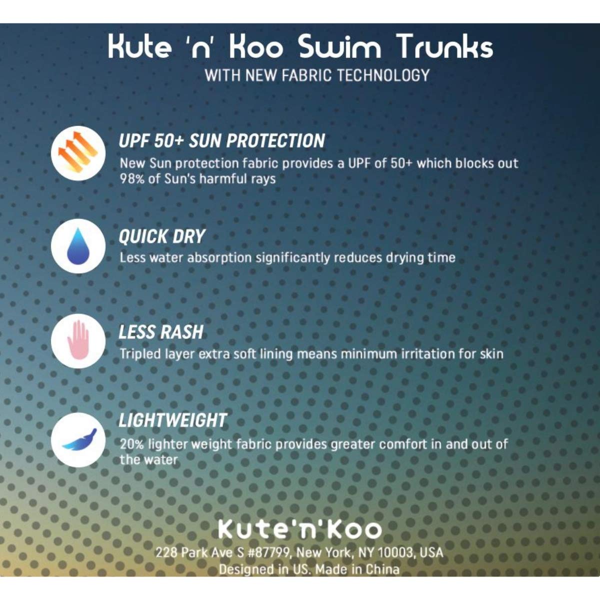 Kute 'n' Koo Boys Swim Trunks, UPF 50+ Quick Dry Striped Boys Swim Shorts, Boys Bathing Suit (10/12, Striped 1)