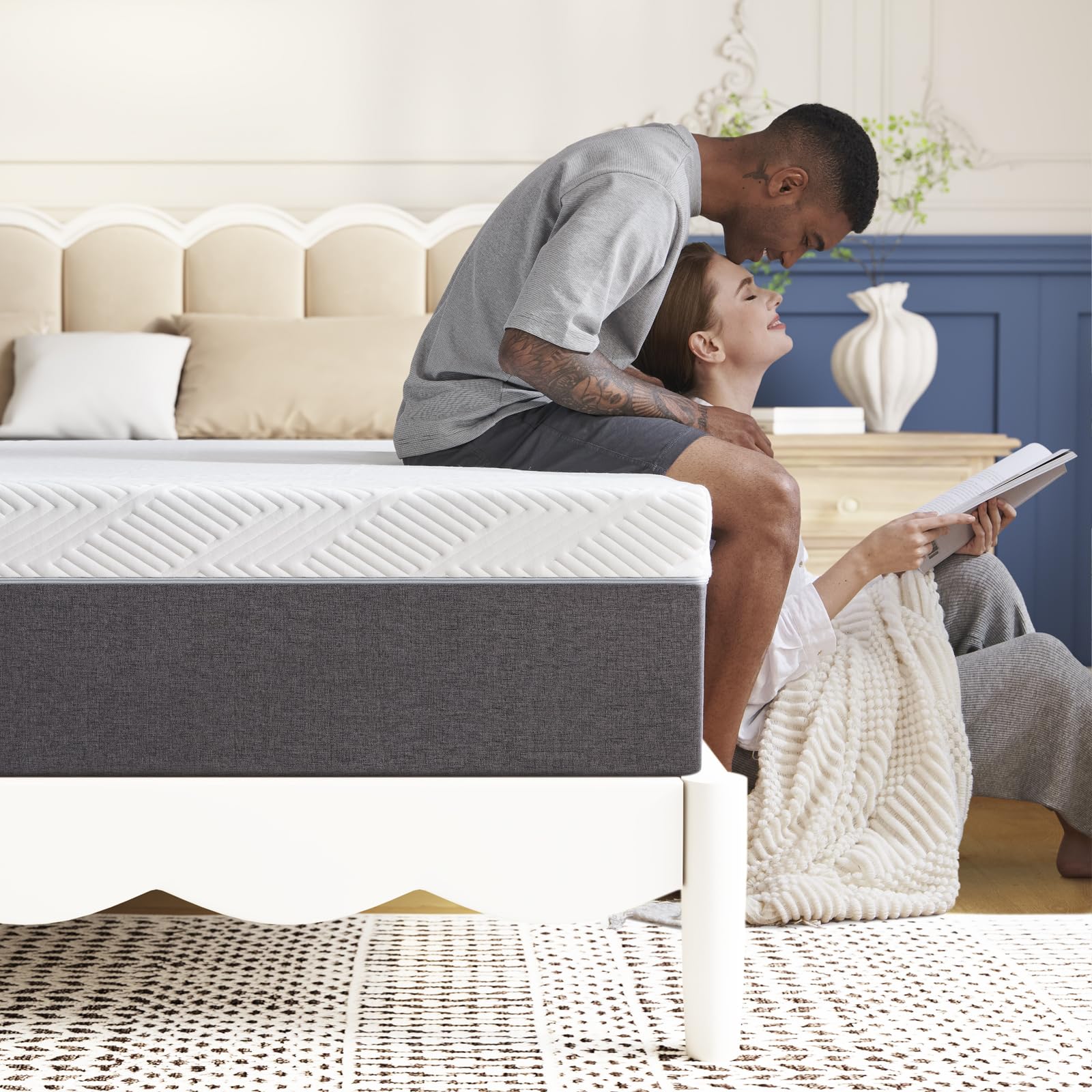 Twolike King Mattress 12 inch No Fiberglass Gel Memory Foam King Size Mattress in a Box of Foams and Fabric for Cooling Pressure Relief Sleep, 80" X 76" X 12", Medium, Firm