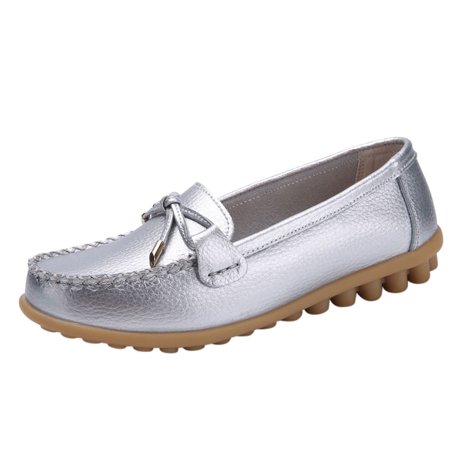 MLAGJSS Casual Walking Shoes Women Slip Walking Shoes Chunky Heel Pumps Womens Shoes Size 12 Gift for Women(0704A30 Silver,Size 8)