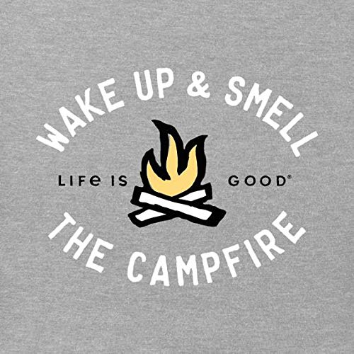 Life is Good Mens Crusher Outdoor Graphic T-Shirt, Campfire Heather Gray, Small