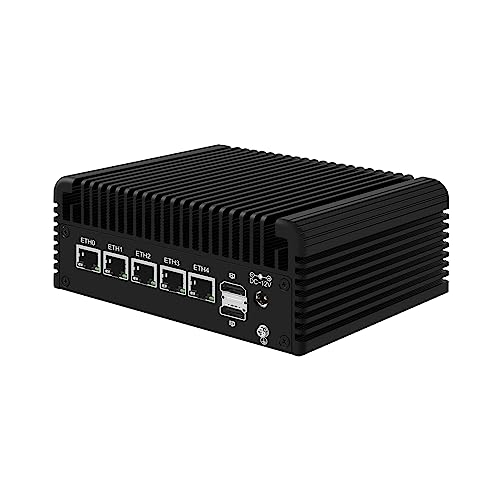 Micro Firewall Appliance, Mini PC, OPNsense, VPN, Router PC, Intel Alder Lake-N 12th Gen N100, HUNSN RJ38, 5 x 2.5GbE I226-V, 2 x HDMI, DP, TF, Type-C, 8G DDR5 RAM, 128G SSD