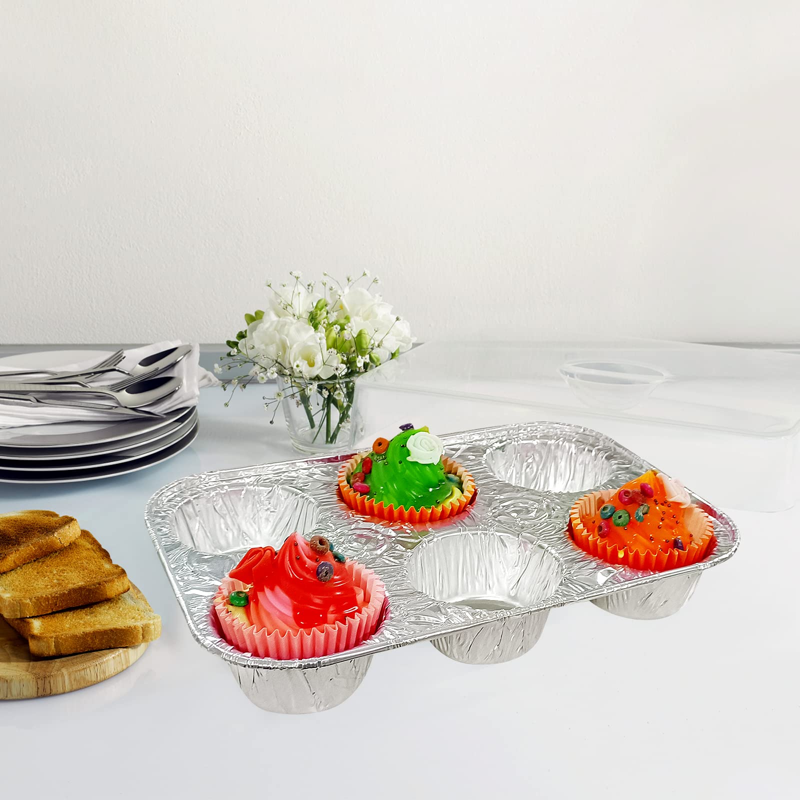 RTUDOPUYT 15 Pc Disposable Muffin Tins, 6-Cup Cupcake Aluminum Pans, Favorite Cupcake Tin Size For Baking Cupcakes Muffins And Mini Pies - Standard Size