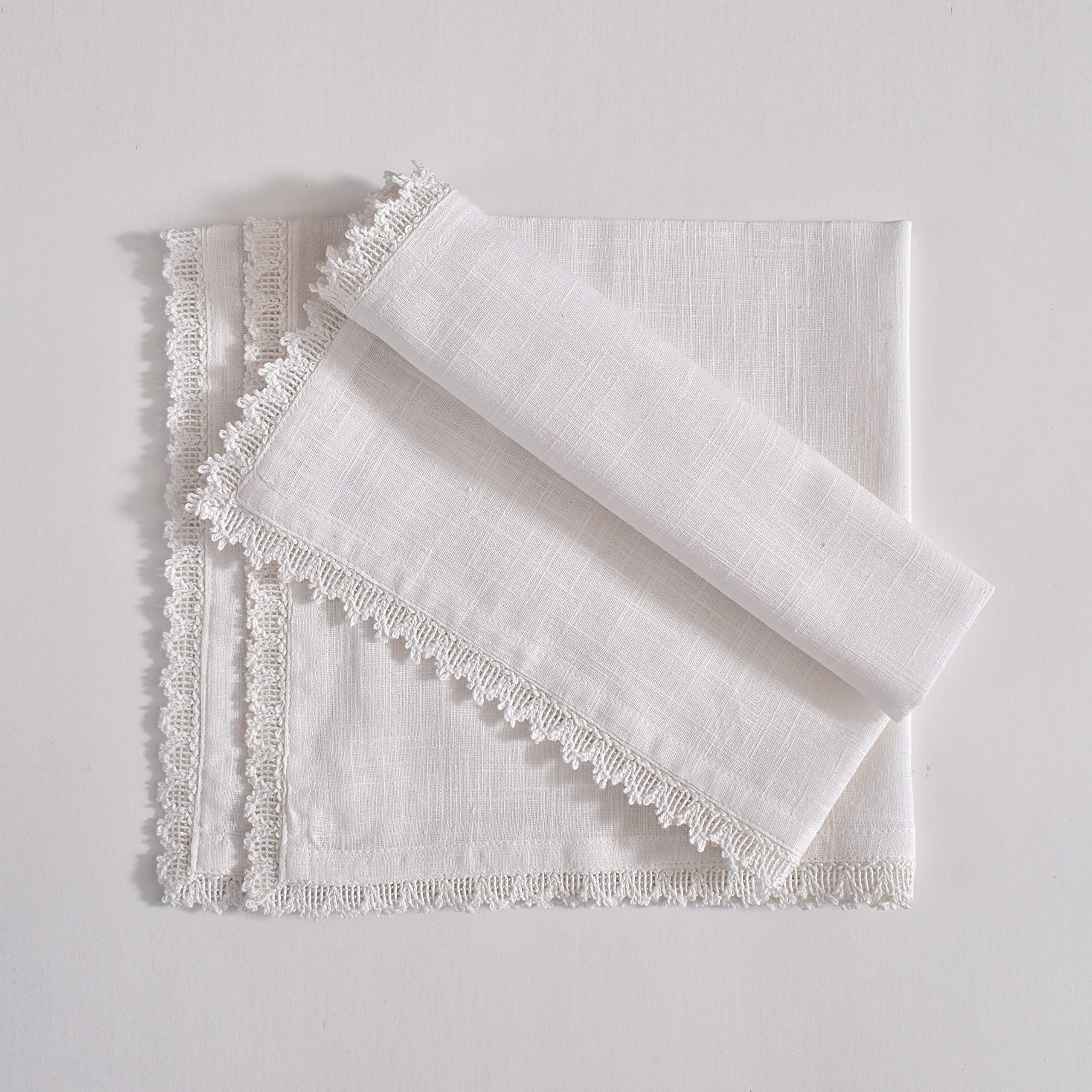 Napkins Oversized Dinner Table in 100% Cotton 12 Pack 20x20 Inch, Mitered Corners for Every Day Use Hotel,Wedding,Parties,Good Absorbency White