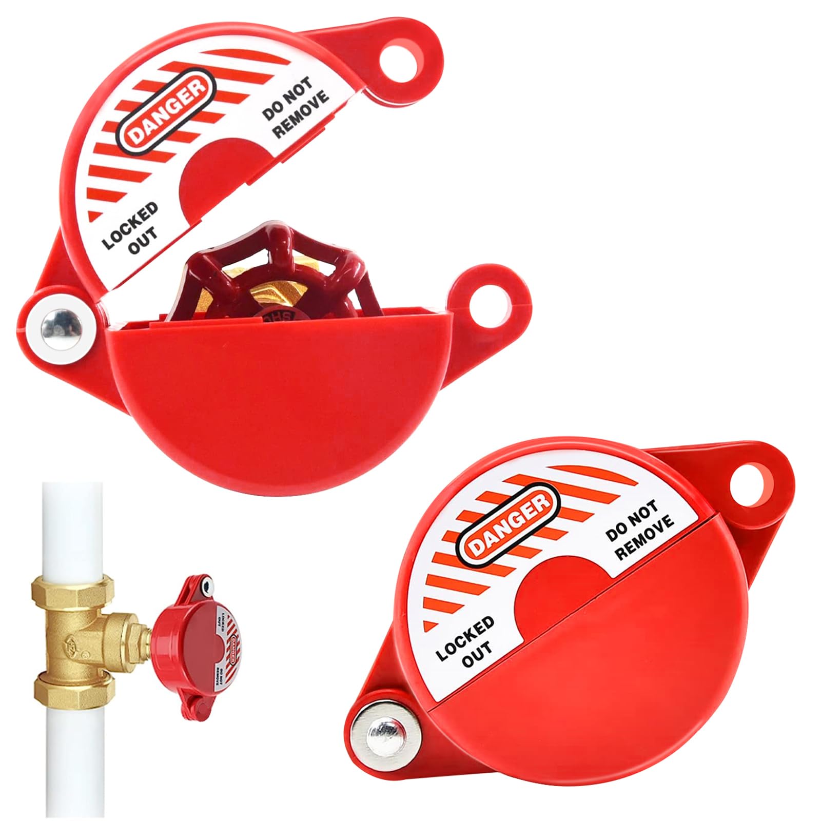 smseace 2Pack Gate Valve Lockout Device suited for 1to2-1/2"gate valve handles Gate Valve Lockout Water Spigot Lock for outdoor faucet Water Spigot Faucet Devices