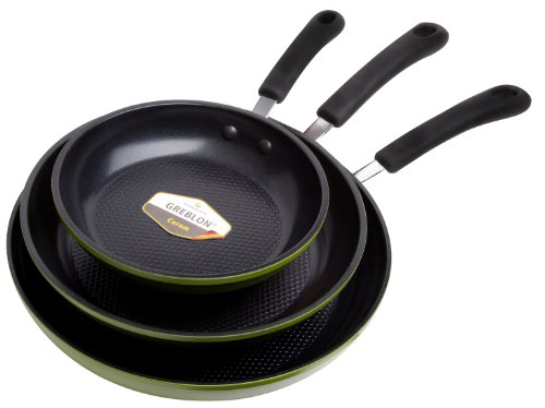 Ozeri Frying Pan 3-Piece Set (8", 10", 12") β 100% PTFE PFC, APEO, GenX, NMP and NEP-Free German-Made Coating, Green