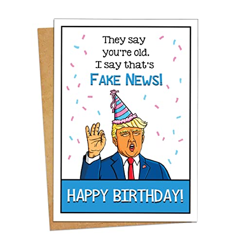 Trump Fake News Birthday Card | Funny Birthday Cards | Trump Supporter Gift | A7 Size - 5x7 Greeting Cards
