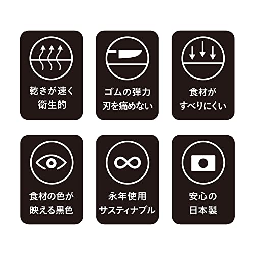 RUBBER Rubber NBD001 Labaraba Cutting Board, Synthetic Rubber, Black, M, Made in Japan, 11.8 x 7.9 x 0.3 inches (300 x 200 x 8 mm)