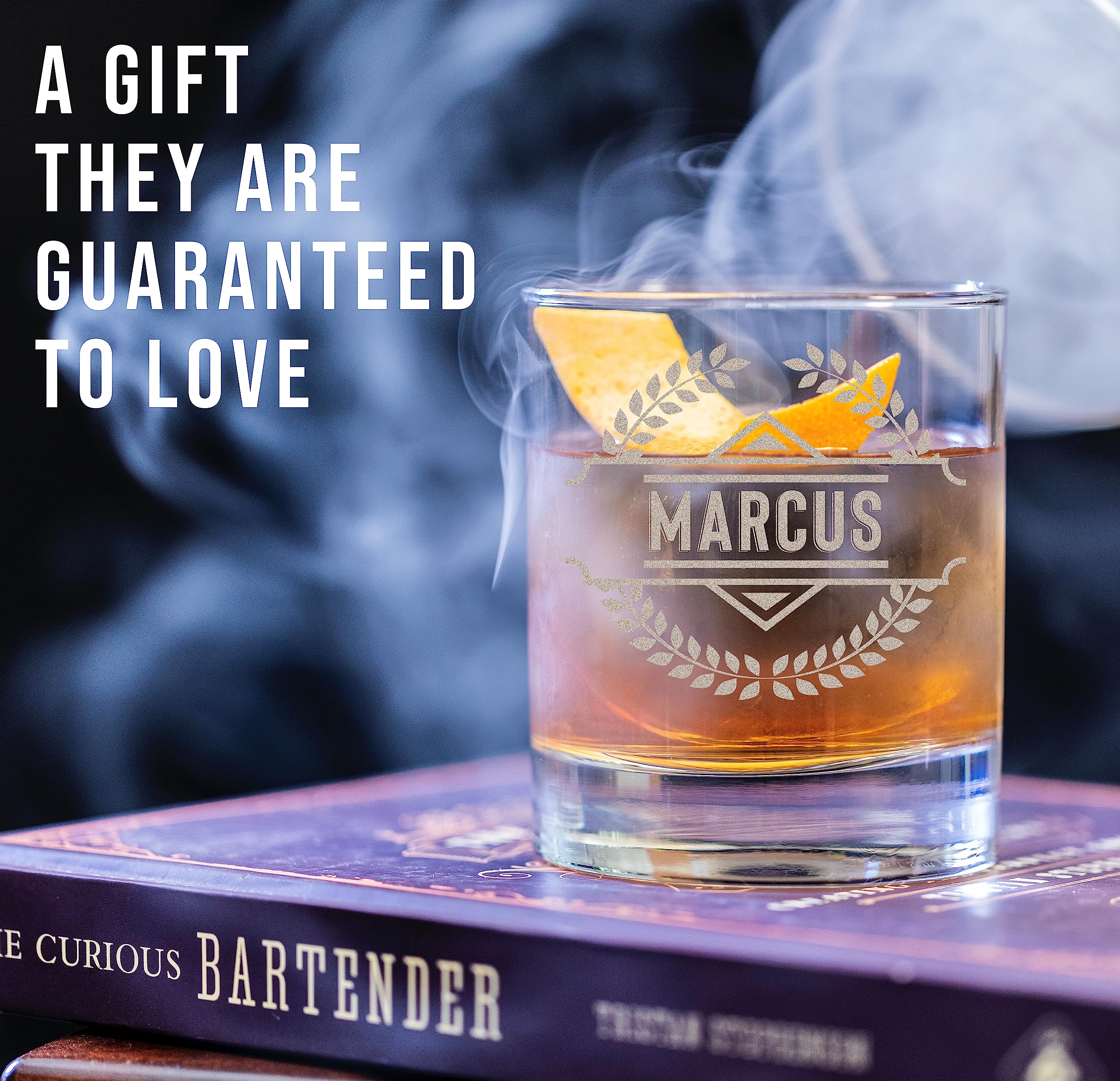 Personalized Etched 11oz Whiskey Glass - Custom Engraved Bourbon Christmas Gifts for Men, Dad Scotch Drinking Birthday Glasses, Groomsmen, Liquor Cocktail Rocks Old Fashioned, Hudson