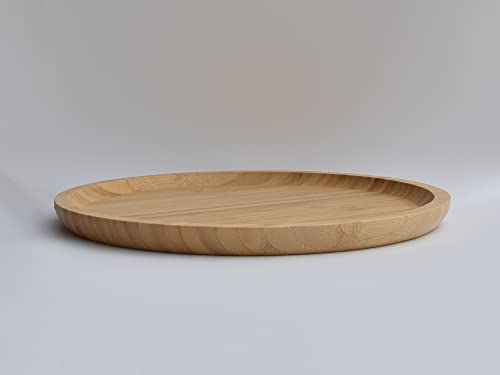 Party Trays for Serving Food, Bamboo Platter, Breakfast Dinner Trays Coffee Bread Serving Tray, Fruit Platters for Wedding Party Home Hotel Restaurant (11.8 Inch, Round)