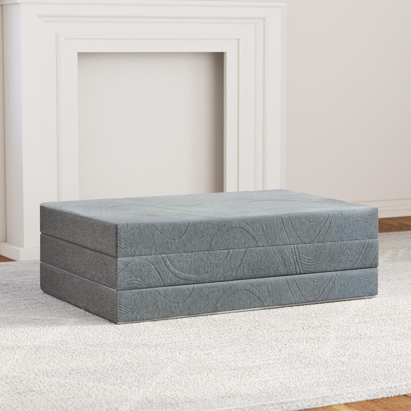 Tri Folding Memory Foam Mattress, 6 inch Tri Folding Mattress Topper, Small Twin Size - 25"x 75"x 6"