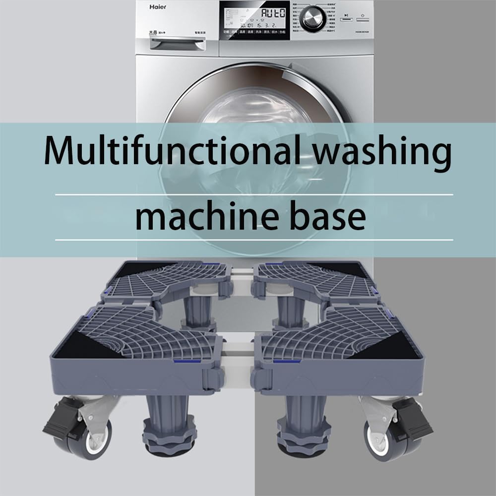 Washing Machine Stand Mini Fridge Stand Height Adjustable Washer and Dryer Pedestal Universal Stand Base with 4 Strong Heavy Duty Feet for Washing Machine Laundry and Refrigerator (Gray)