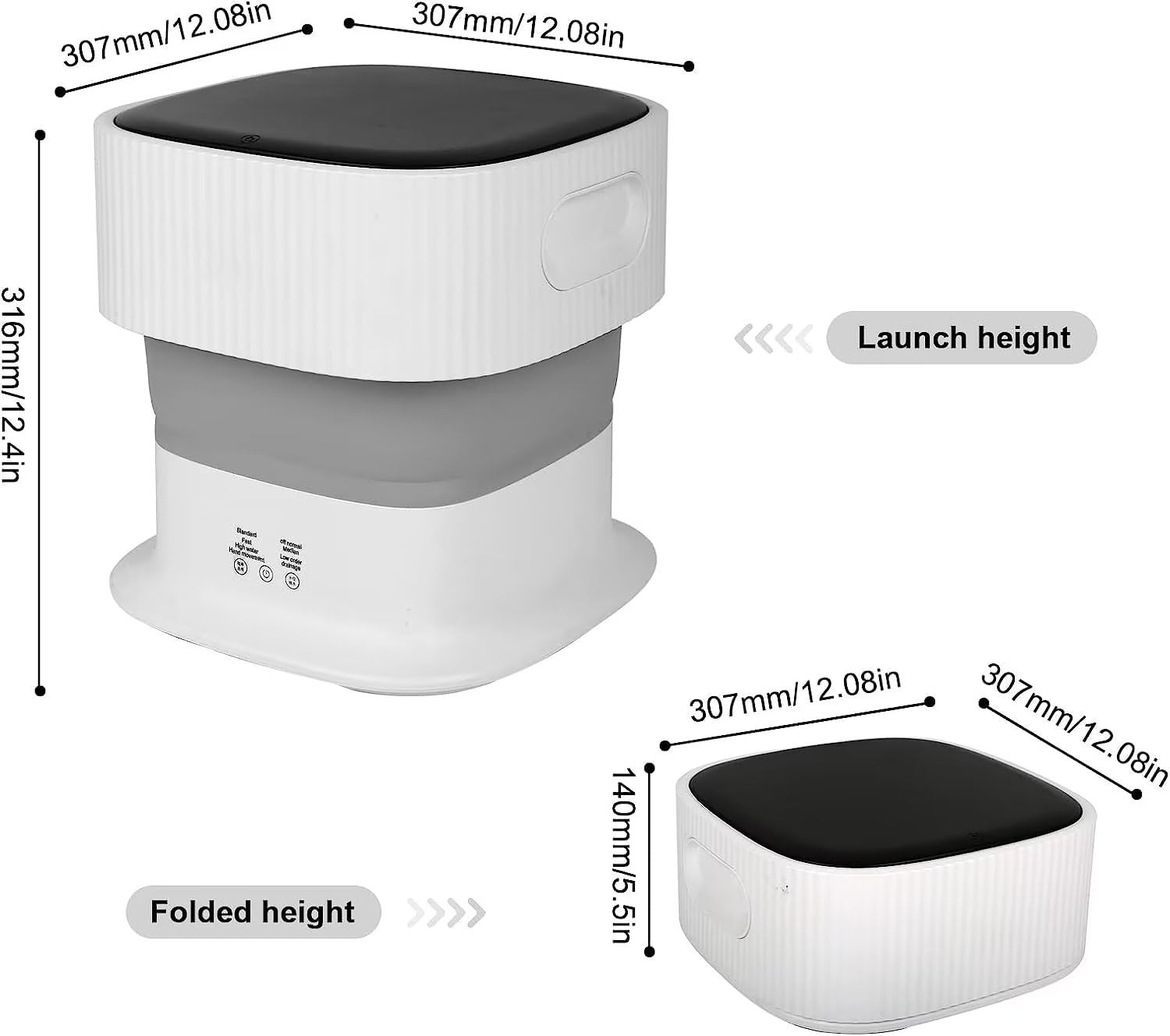 MKNDHRS Foldable Portable Washing Machine Small Mini Washer With Disinfection and Sterilization for Underwear,Socks,Baby Clothes,or Small Items,Suitable for Student,Camping,RV,Travel,White