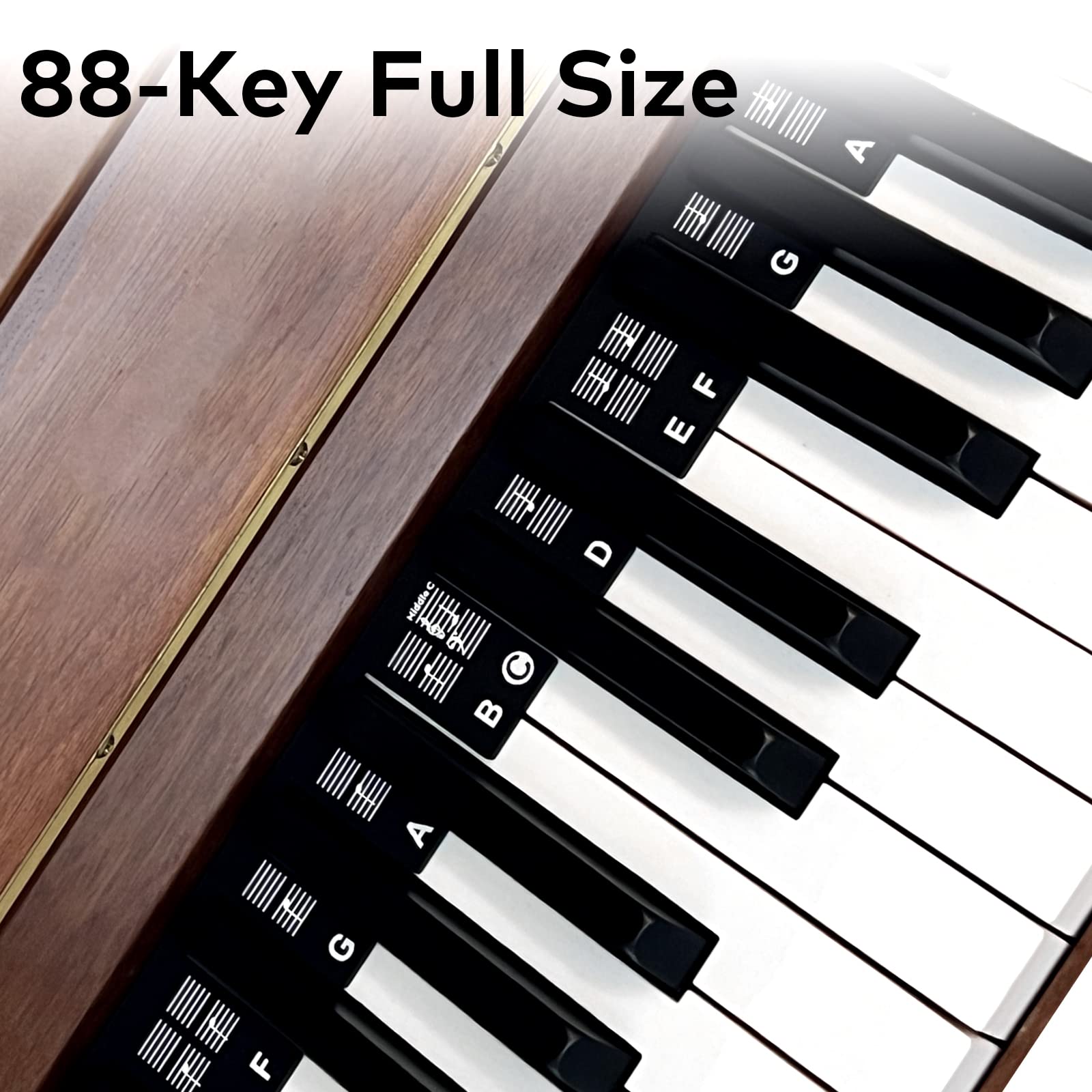 Removable Piano Keyboard Note Labels-Piano Notes Guide for Beginner, Piano Accessories for 88-Key Full Size, Piano Keyboard Stickers, Reusable Silicone Piano Keyboard Labels Comes With Box(Blackļ¼