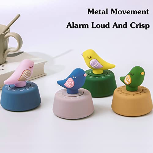 NUOSWEK Cute Bird Timer for Kids, Mechanical Kitchen Timer, Wind Up 60 Minutes Manual Countdown Timer for Classroom, Home, Study and Cooking (Yellow Bird)