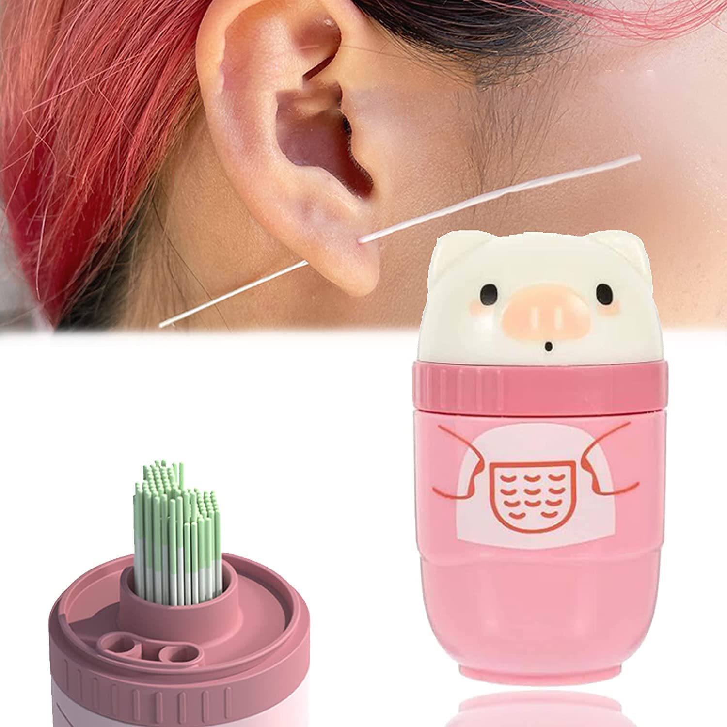 Ujicde 240Pcs Ear Piercing Cleaning Line, Disposable Piercing Aftercare Piercing Cleaning Line, Ear Hole Floss Earrings Hole Care Odor Removal Cleaner Tool for Girls, Women, Men (Color : Pink)