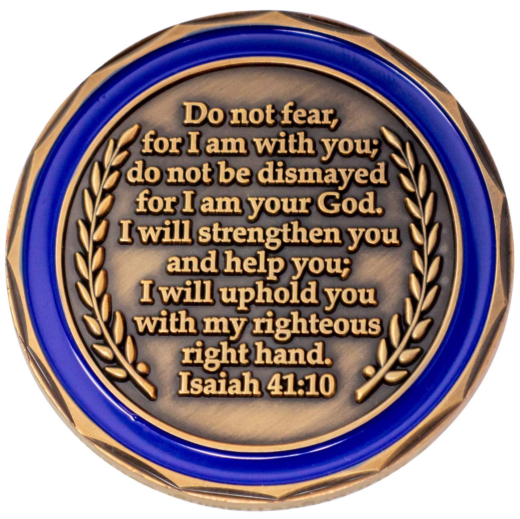 Saint Christopher, Do Not Fear, Protection Catholic Challenge Coin. Do not be Afraid, Do Not Be Dismayed for I am Your God, I Will Strengthen You & Help You. Antique Gold-Color Plated Travel Coin