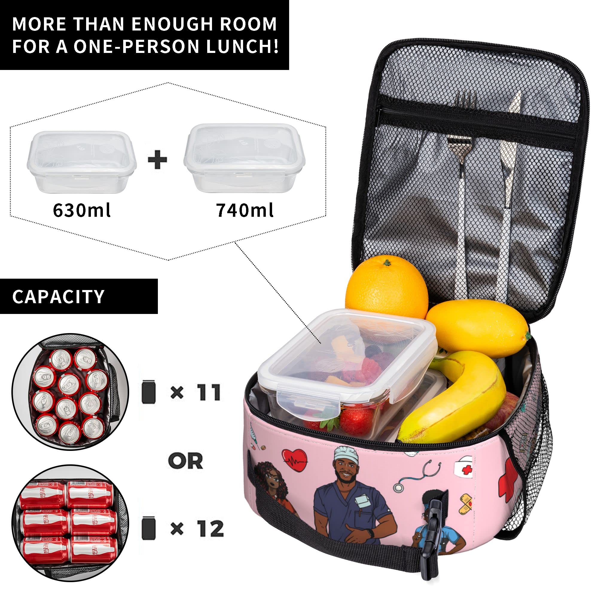 Nurse Lunch Bag Insulated Pink Nurse Lunch Box For Women Men Aldult Reusable Tote for Work Office Camping Gift