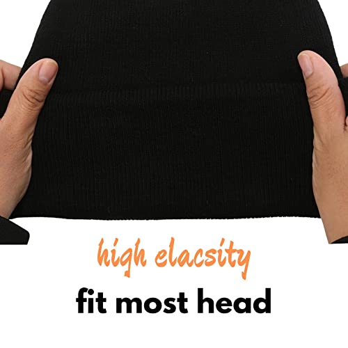 Satin Lined Beanie Silk Lined Winter Hats for Women Men Cuffed Silky Beanie Hat Soft Warm Ski Beanies Skull Cap Black